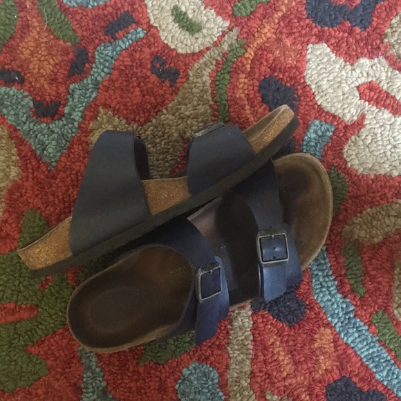 Birkenstock | Shoes | Navy Blue Leather Birks Amsterdam Thrifted | Poshmark